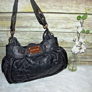 Gianni Bini | Bags | Gianni Bini Black Leather Shoulder Bag Hobo Tote ...